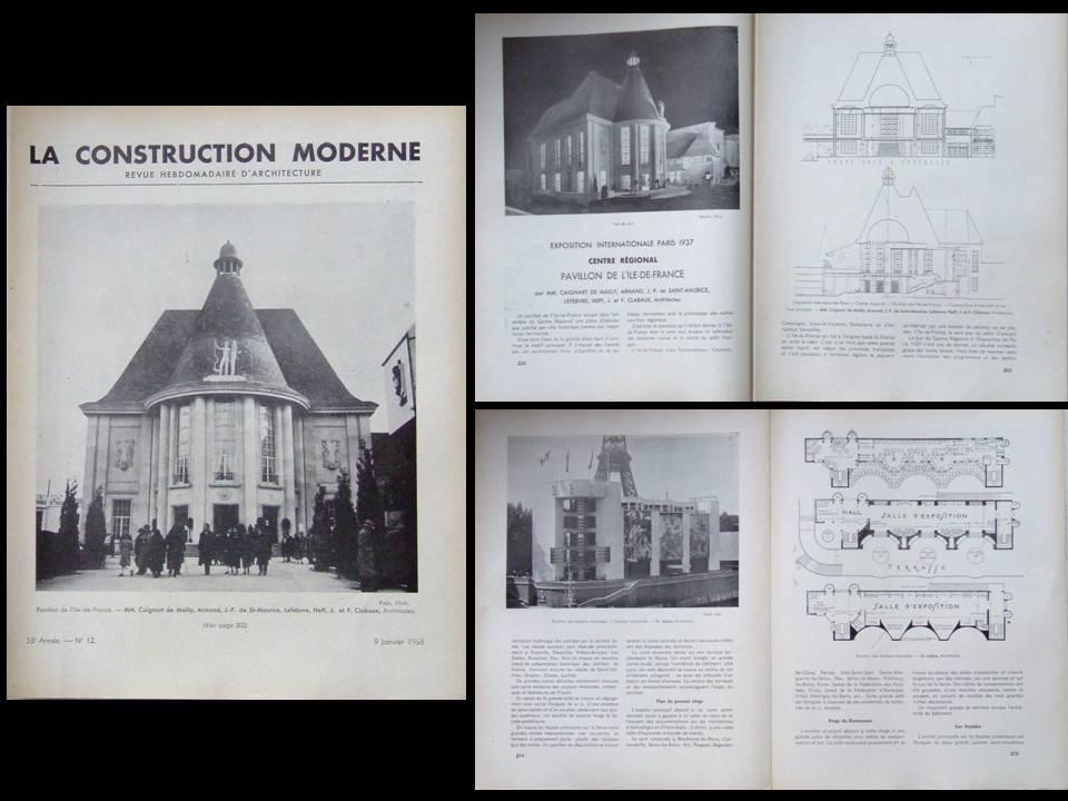 LA CONSTRUCTION MODERNE n°12 1938 EXPOSITION 1937, CAIGNART DE MAILLY ... LA CONSTRUCTION MODERNE n°12 1938 EXPOSITION 1937, CAIGNART DE MAILLY ...