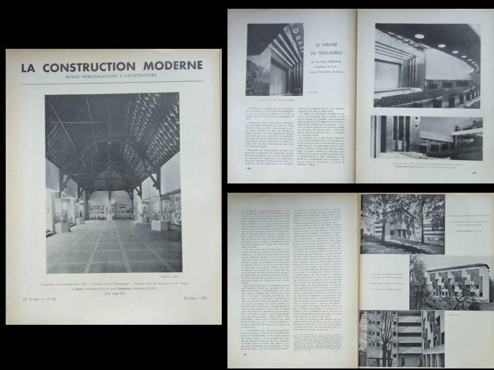 LA CONSTRUCTION MODERNE n°20 1938 PARIS, THEATRE TROCADERO, NIERMANS ... LA CONSTRUCTION MODERNE n°20 1938 PARIS, THEATRE TROCADERO, NIERMANS ...