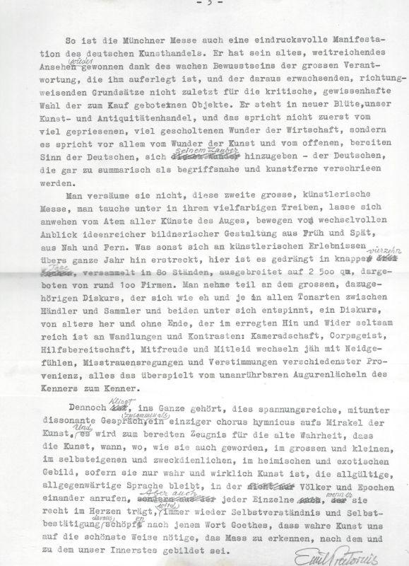Sammlung von zwei originalen Typoskripten von Emil Preetorius ...