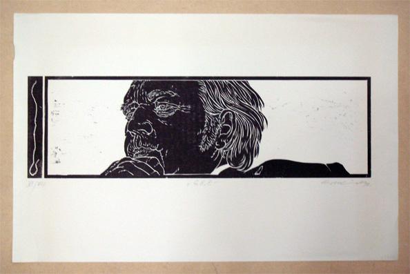 G. B. F. [Portrait Günter Bruno Fuchs]. Orig-Holzschnitt. by ...