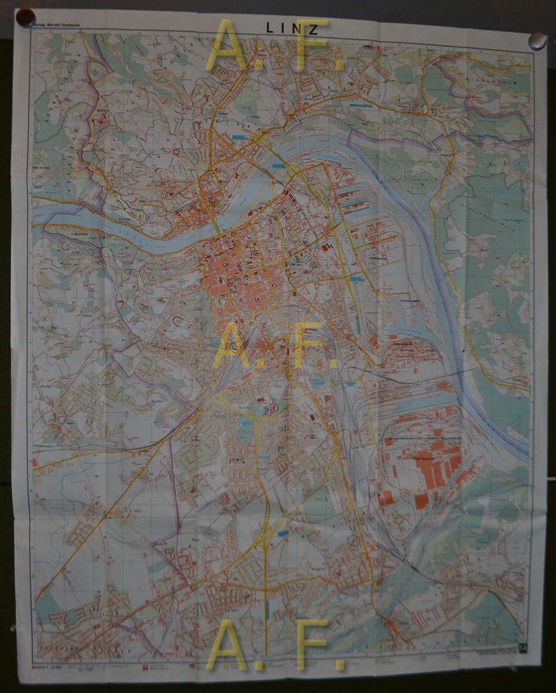 Stadtplan Linz, 1 : 12.000 (ca. 78 x 96 cm) von N., N.:: (1111) Karte | Antiquarische Fundgrube e.U.