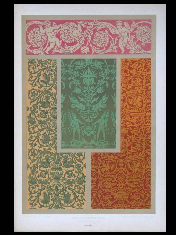 FRENCH SILK AND VELVET DESIGNS, RENAISSANCE - 1877 LITHOGRAPH - L ...
