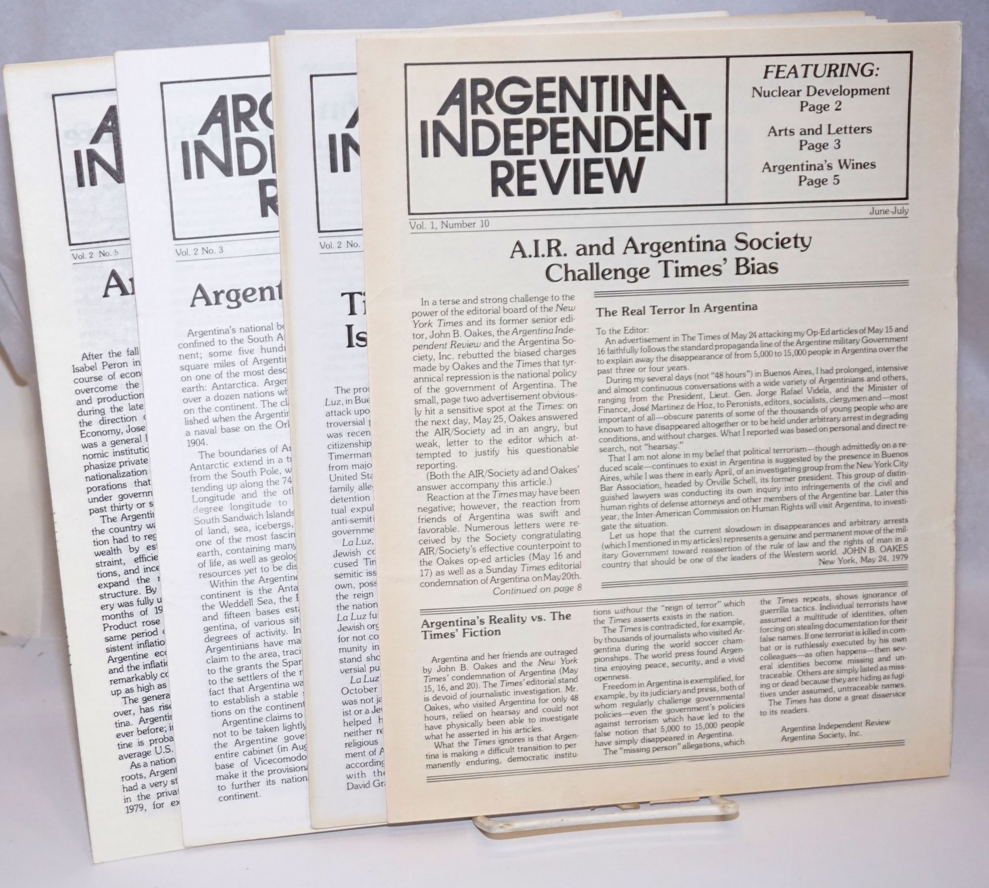 Argentina Independent Review [4 issues] by Argentina Society: Magazine ...