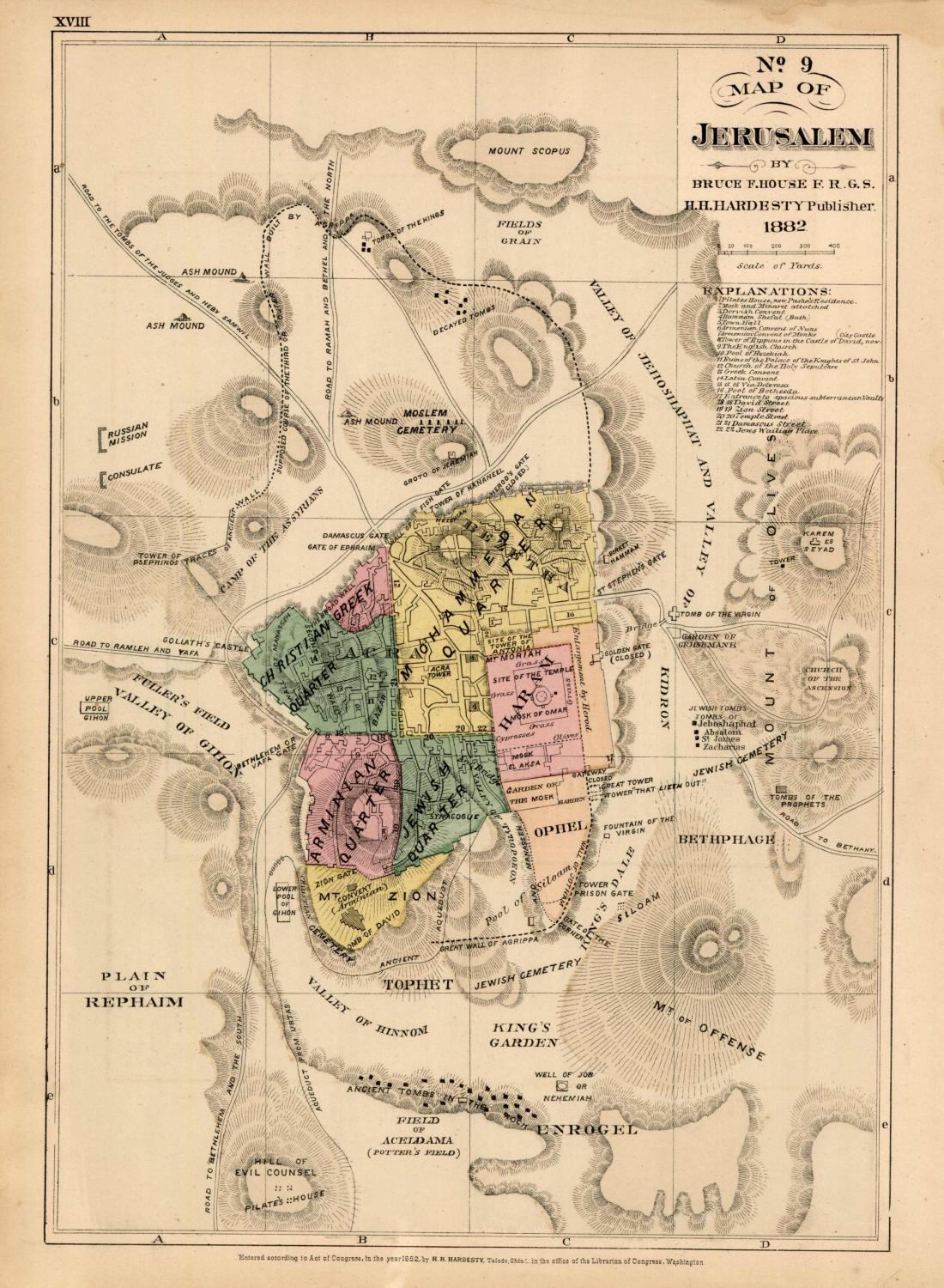 Map of Jerusalem by H.H. Hardesty & Co.: (1882) | Art Source ...