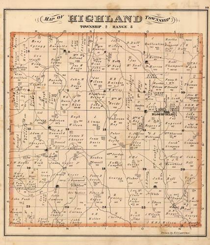 Map of Highland Township (Ohio) by L.H. Everts & Co: (1875) | Art ...