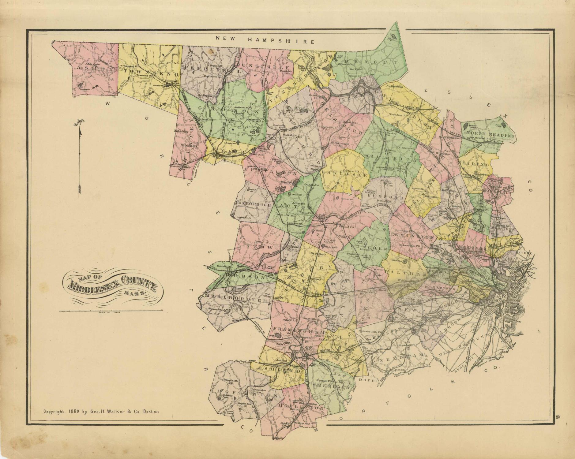Map Of Middlesex County By Us Geological Survey 1889 Art Source International Inc
