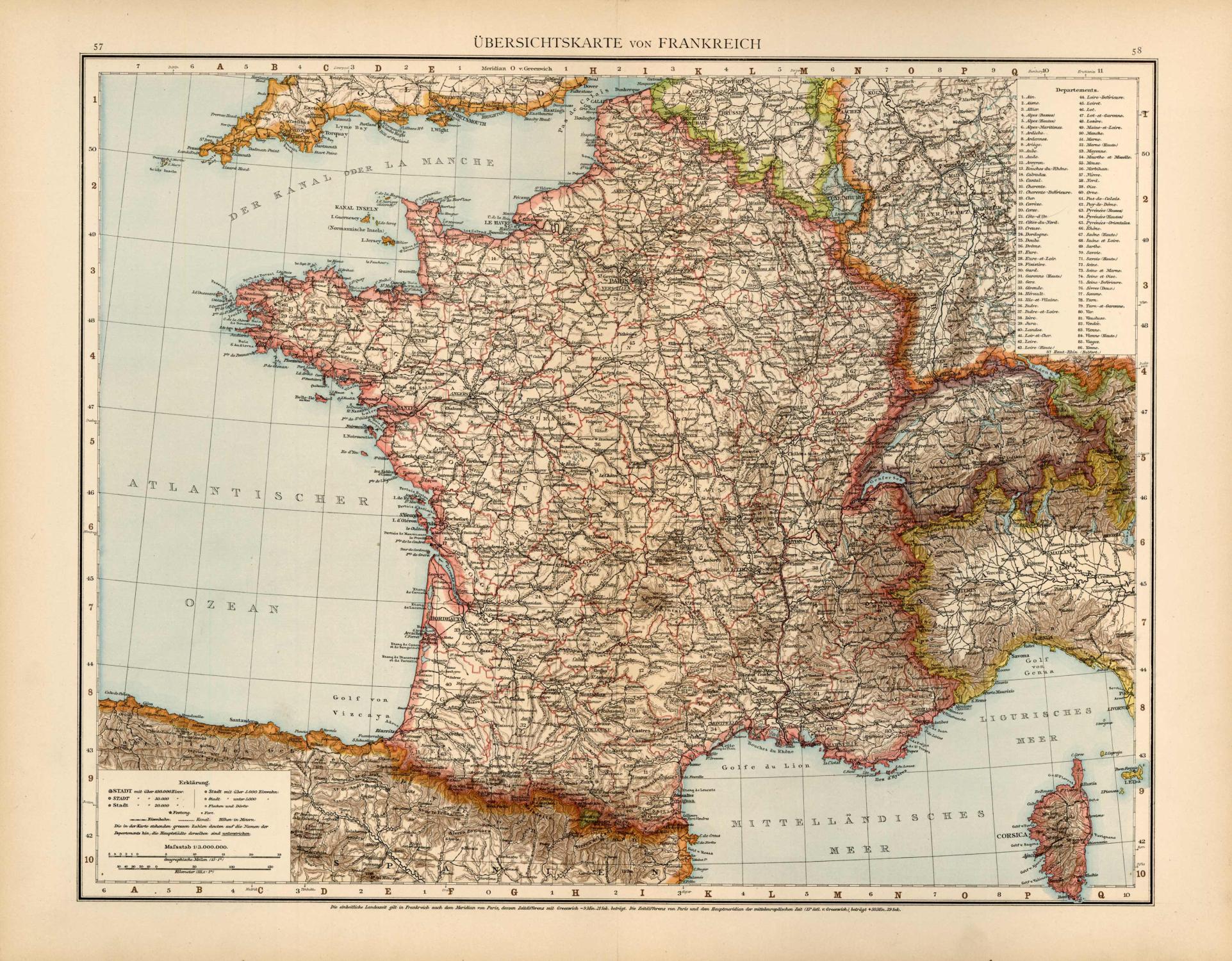 Uebersichtskarte von Frankreich (General map of France) by Dr. Richard ...