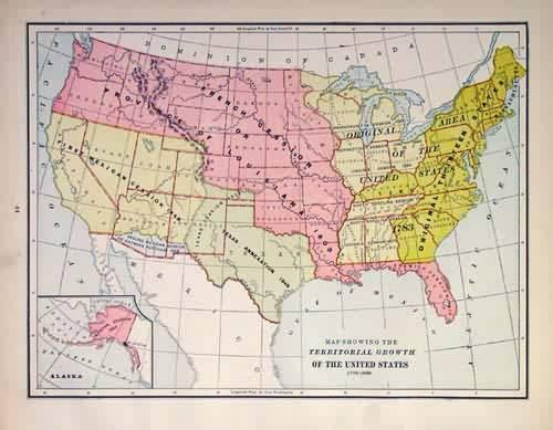 Map Showing the Territorial Growth of the United States 1176-1886 by ...