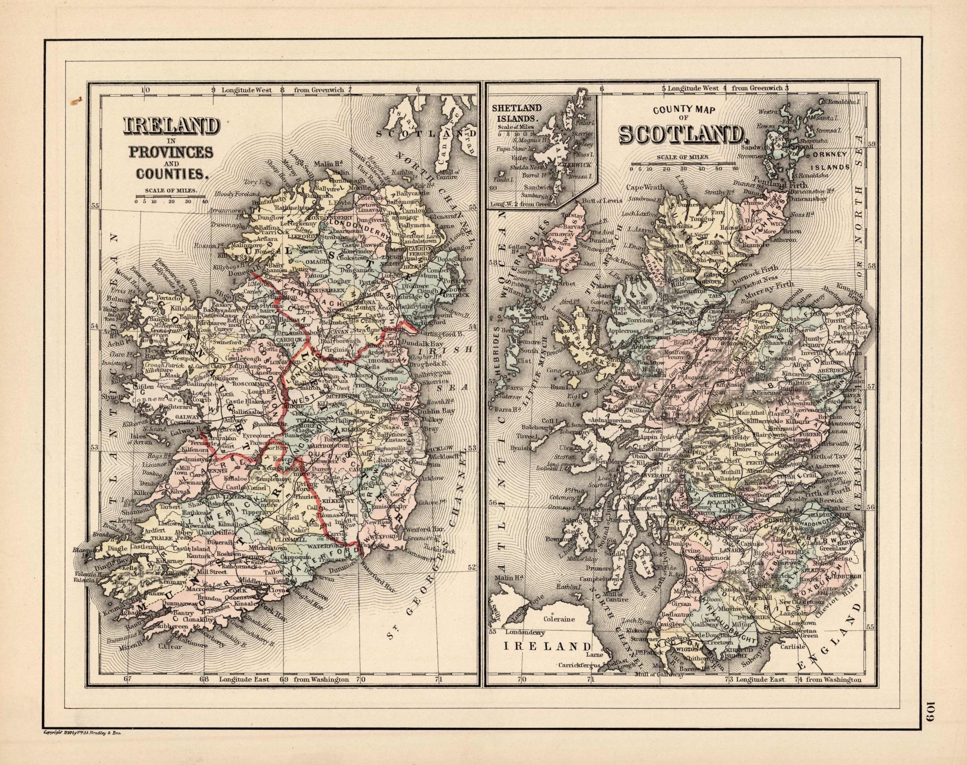 Ireland in Provinces and Counties. County Map of Scotland (with inset ...