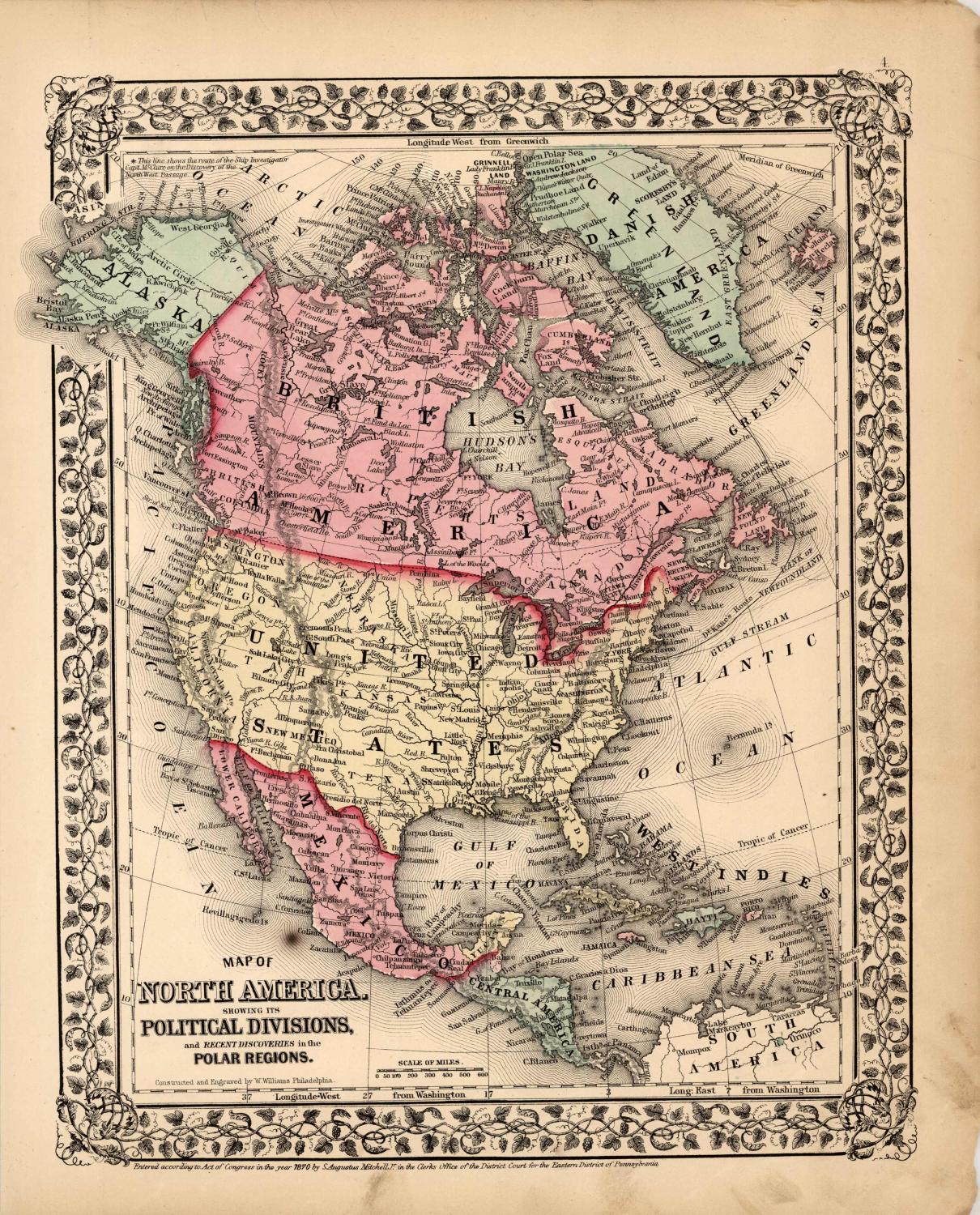 Map of North America, Showing its Political Divisions par S. Augustus ...