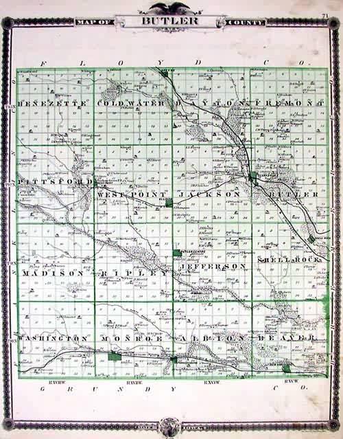 Map of Butler County by A.T. Andreas: (1875) | Art Source International ...