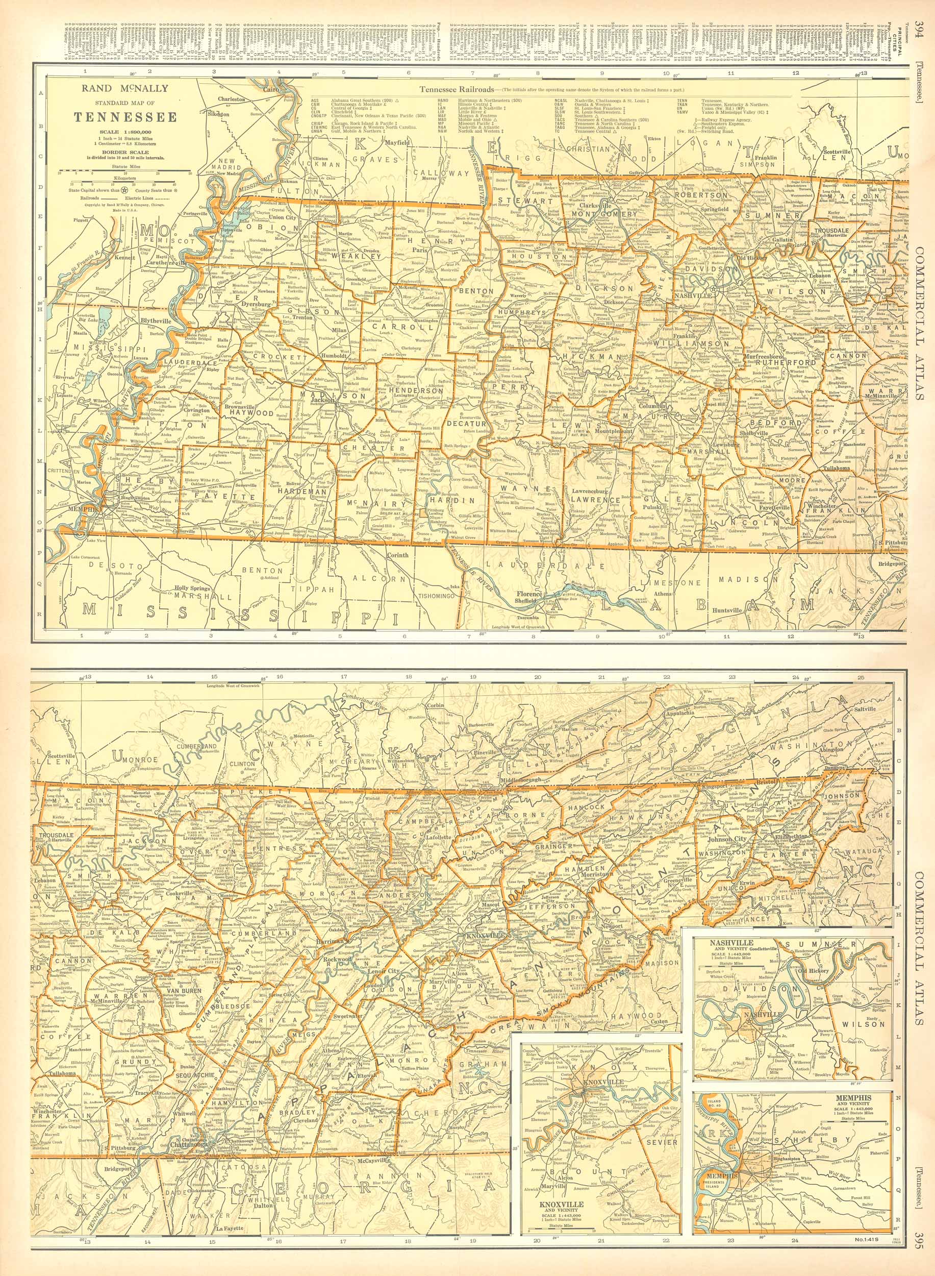 Rand McNally Standard Map of Tennessee by Rand McNally & Co.: (1932 ... Rand McNally Standard Map of Tennessee by Rand McNally & Co.: (1932 ...