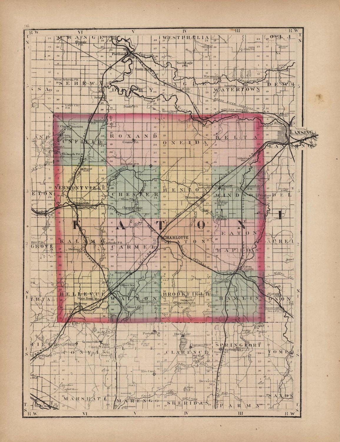 Eaton County, Michigan by H.F. Walling: (1873) | Art Source ...