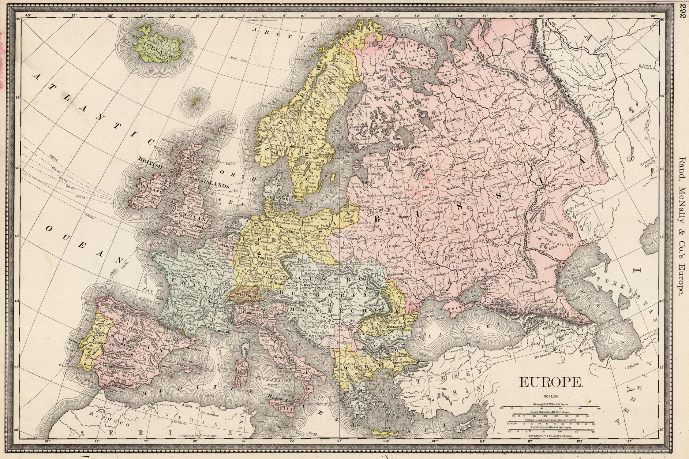 Europe by Rand McNally & Co.: (1890) | Art Source International Inc.