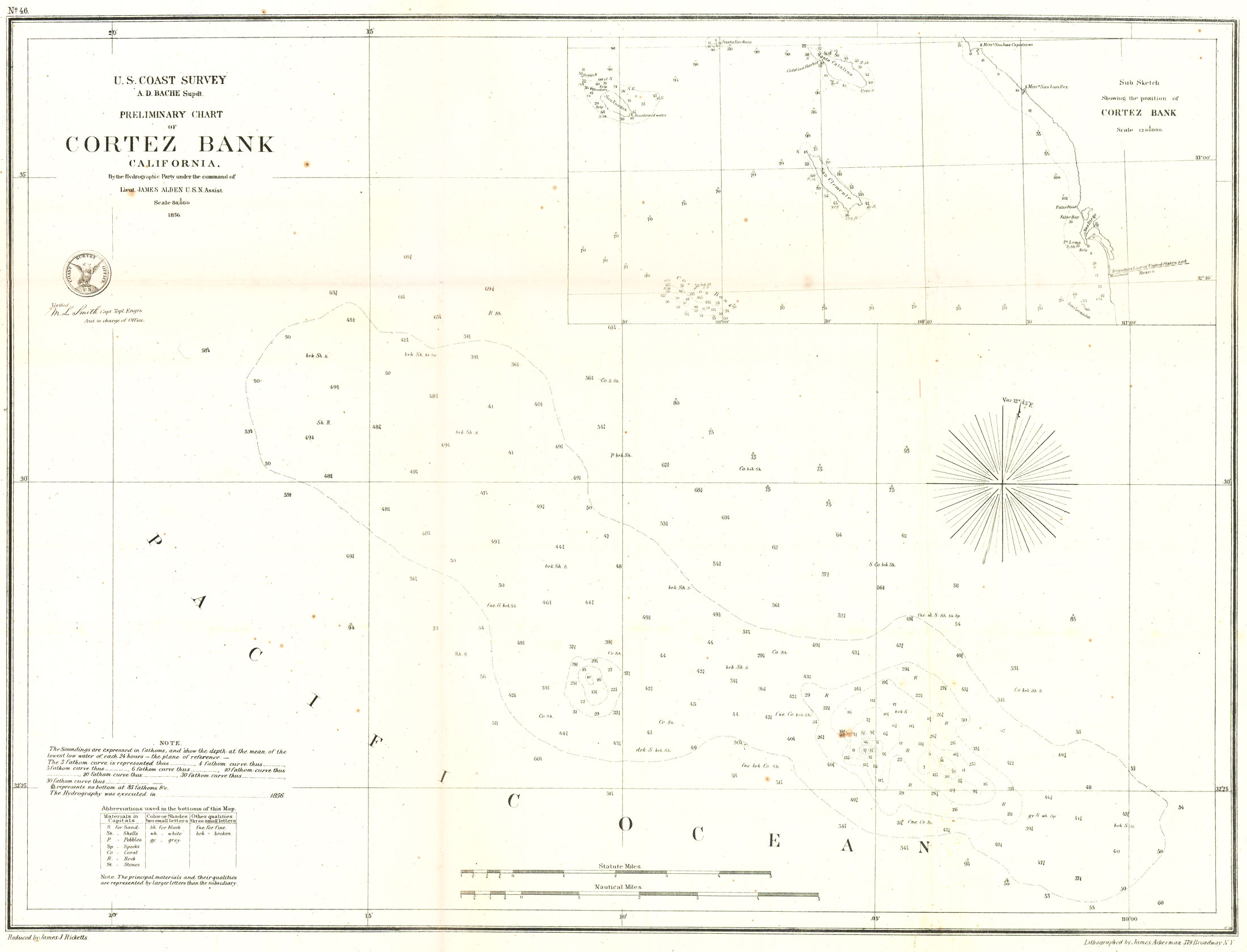 Preliminary Chart of Cortez Bank California by Coast Survey Office ...