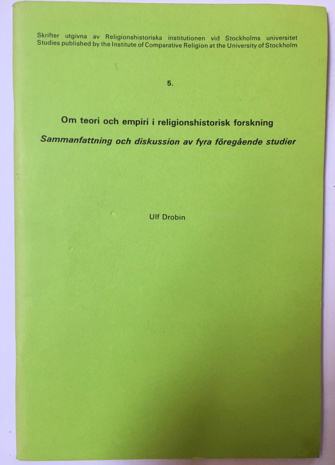 Om teori och empiri i religionshistorisk forskning [Skrifter utgivna av ...