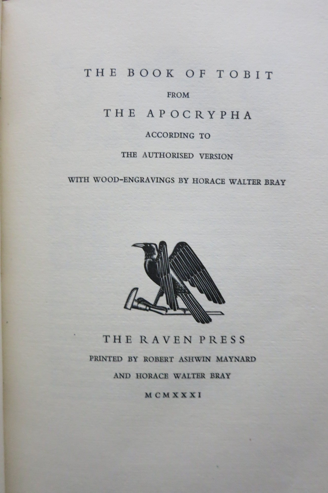 THE BOOK OF TOBIT FROM THE APOCRYPHA by Bray, Horace Walter, Illus ...