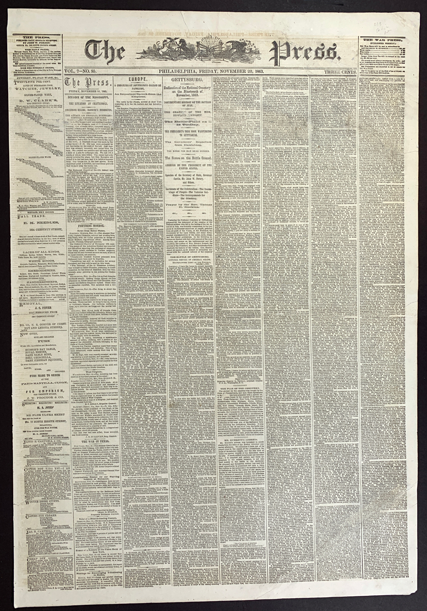 Gettysburg Address 1863 Abraham Lincoln Lincoln And The Gettysburg