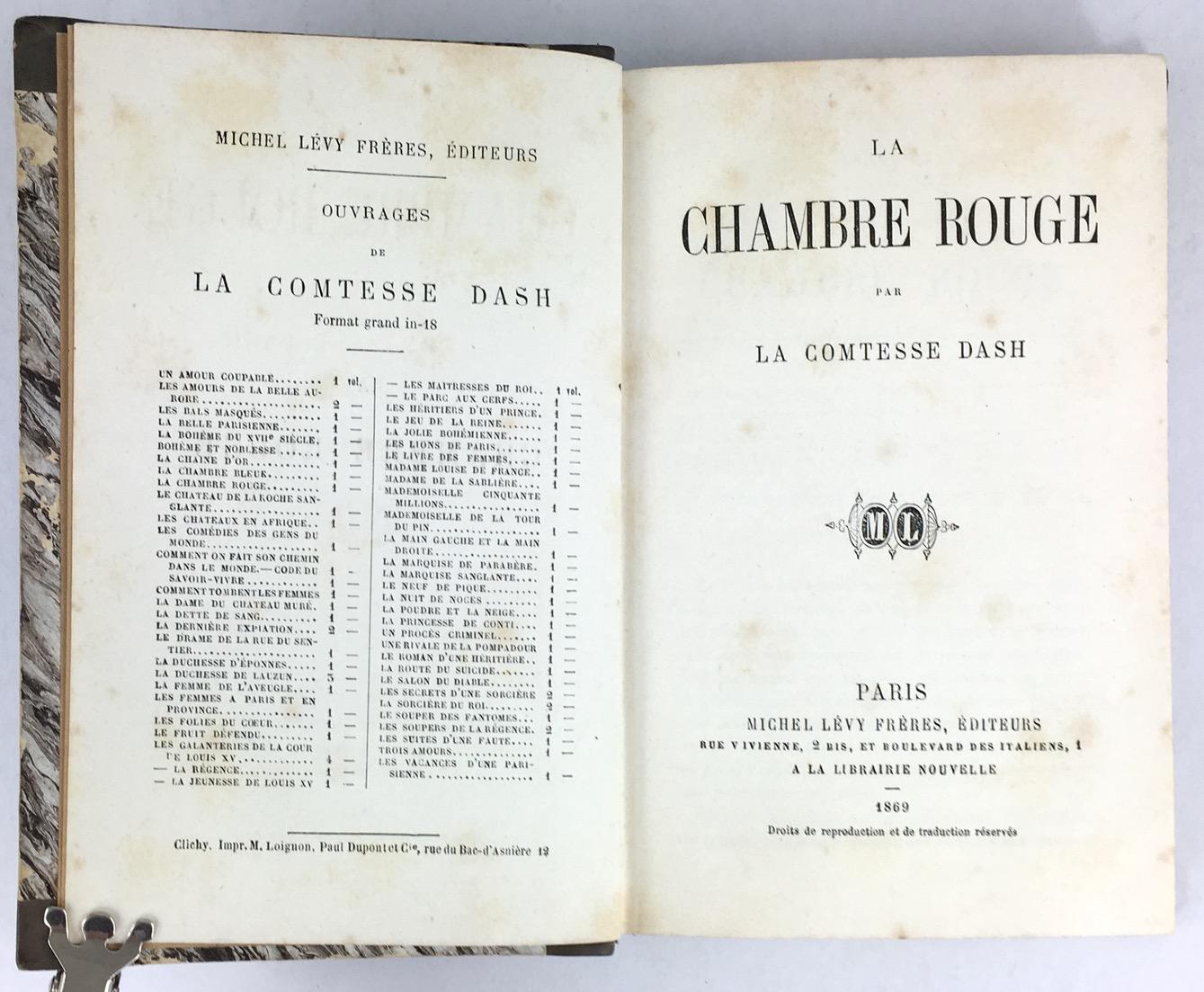 La Chambre Rouge. von La Comtesse Dash (d.i. Gabrielle Anna de ...