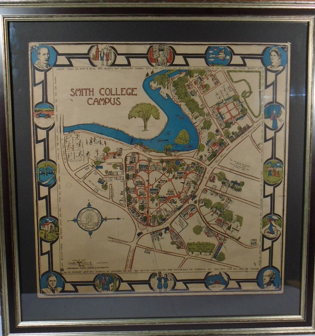 1928 Print of Hand Drawn Map of Smith College Campus, Northampton ...