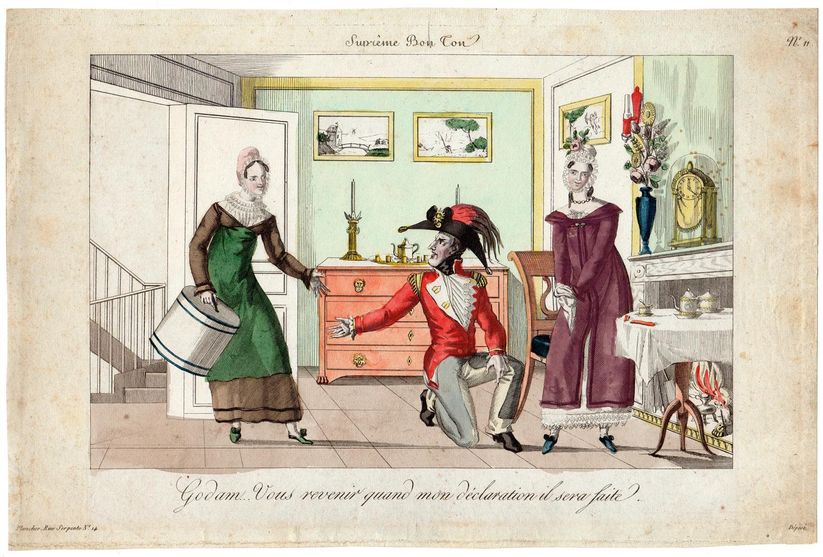Marriage proposal, French satire print PLANCHER, 18th c.: Art / Print ...
