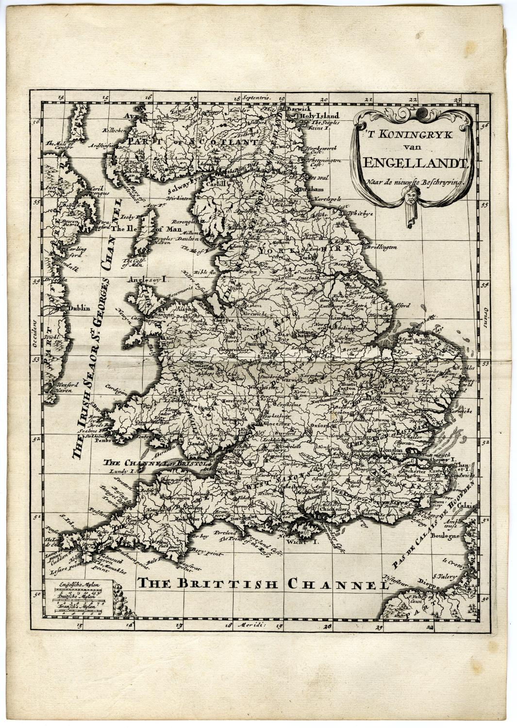 England After LACROIX, SANSON, Halma ed., 1705: (1705) Map | Pictura ...
