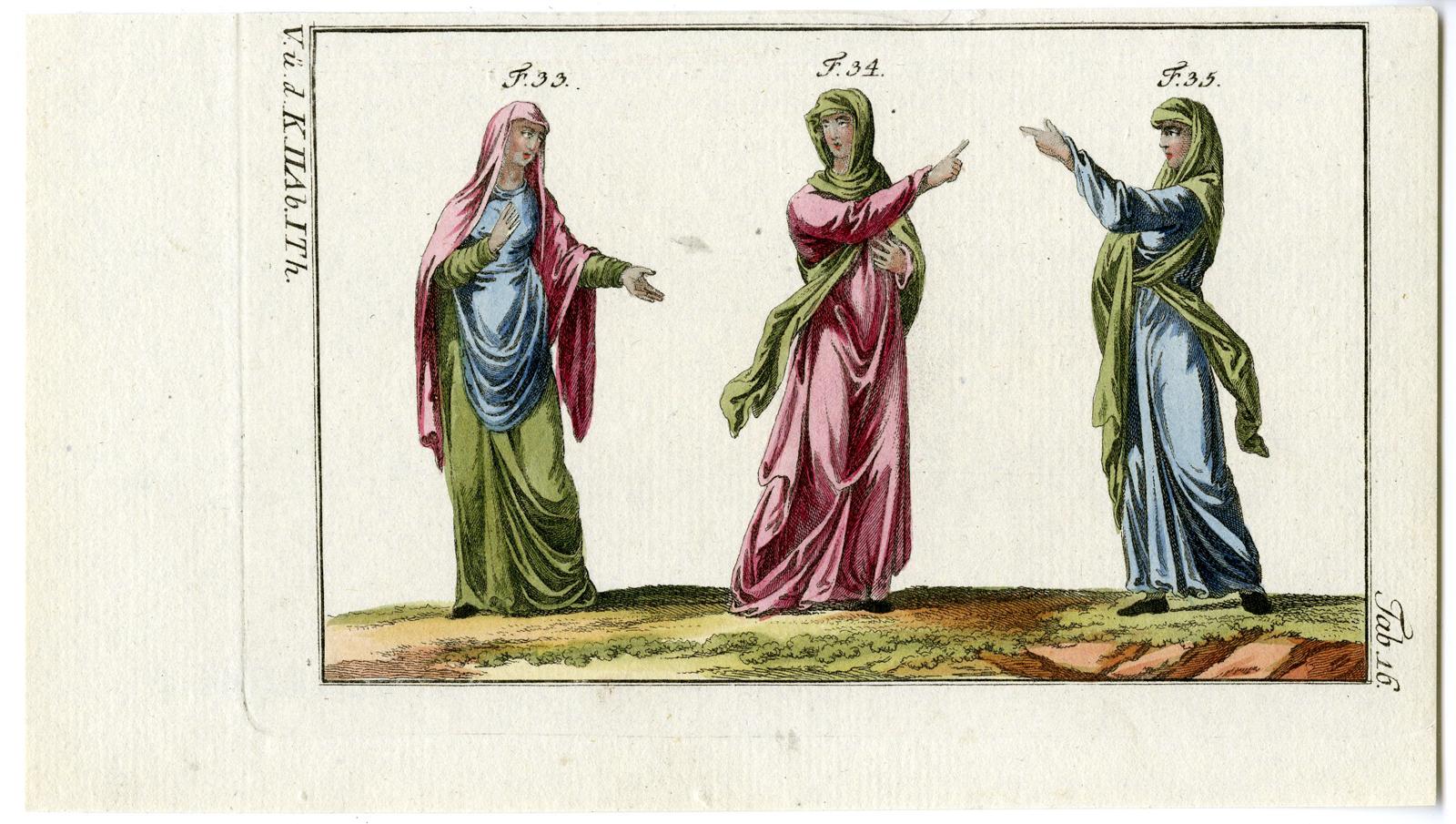 ANGLO SAXON-WOMAN-TUNIC-VEIL-COSTUME-PL.16 After FERRARIO, 1823: (1823 ...