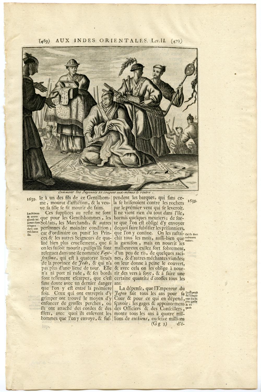 JAPAN-SEPPUKU-HARAKIRI-SAMURAI-RITUAL SUICIDE After DE MANDELSLO, 1719 ...