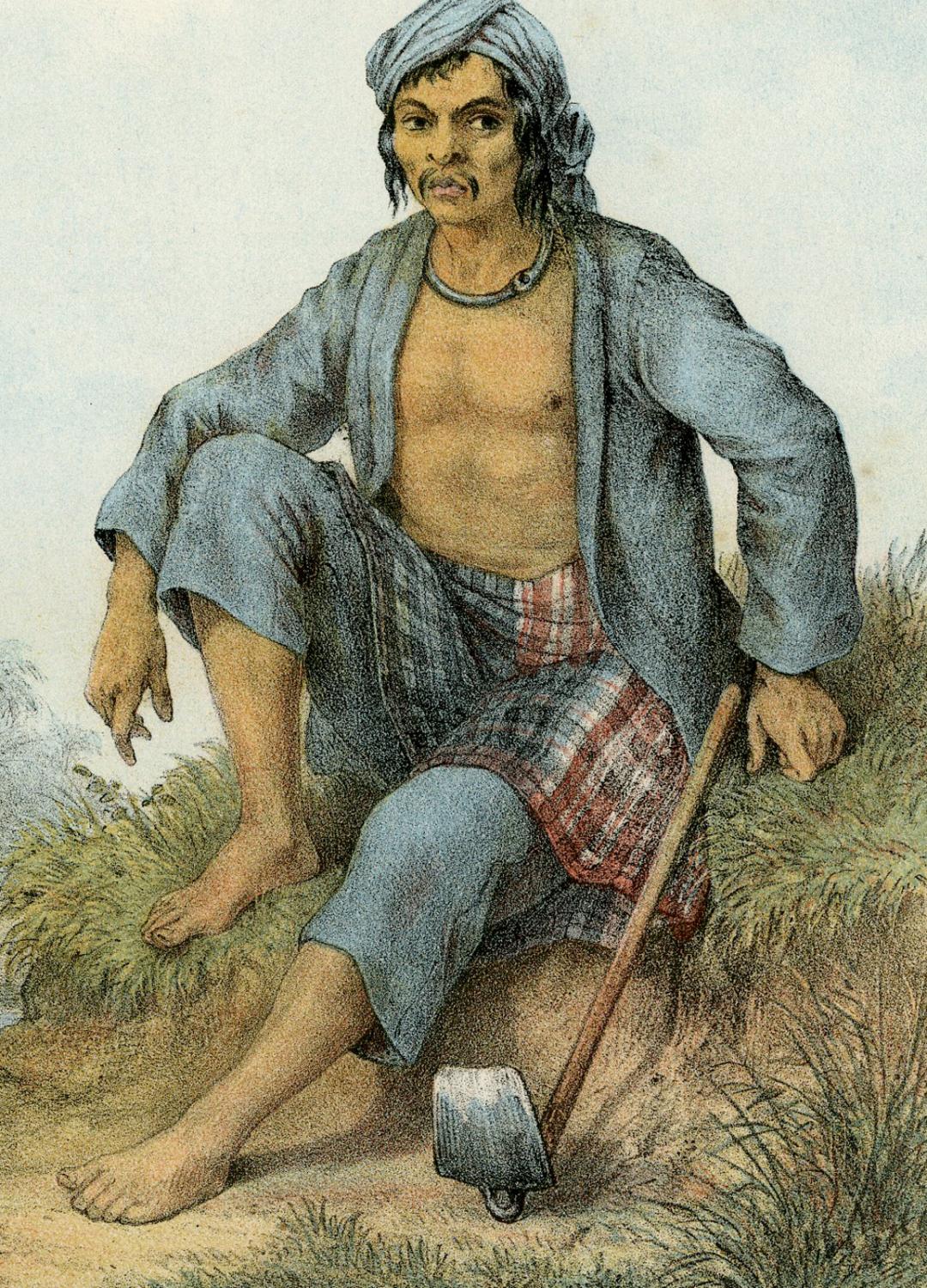 Antique Print-FORCED LABOURER-JAVA-NATIVE-COSTUME-INDONESIA-HARDOUIN ...
