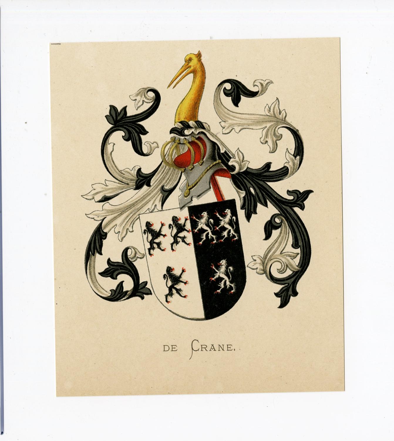 Antique Print-DE CRANE-COAT OF ARMS-FAMILY CREST-WENNING after ...