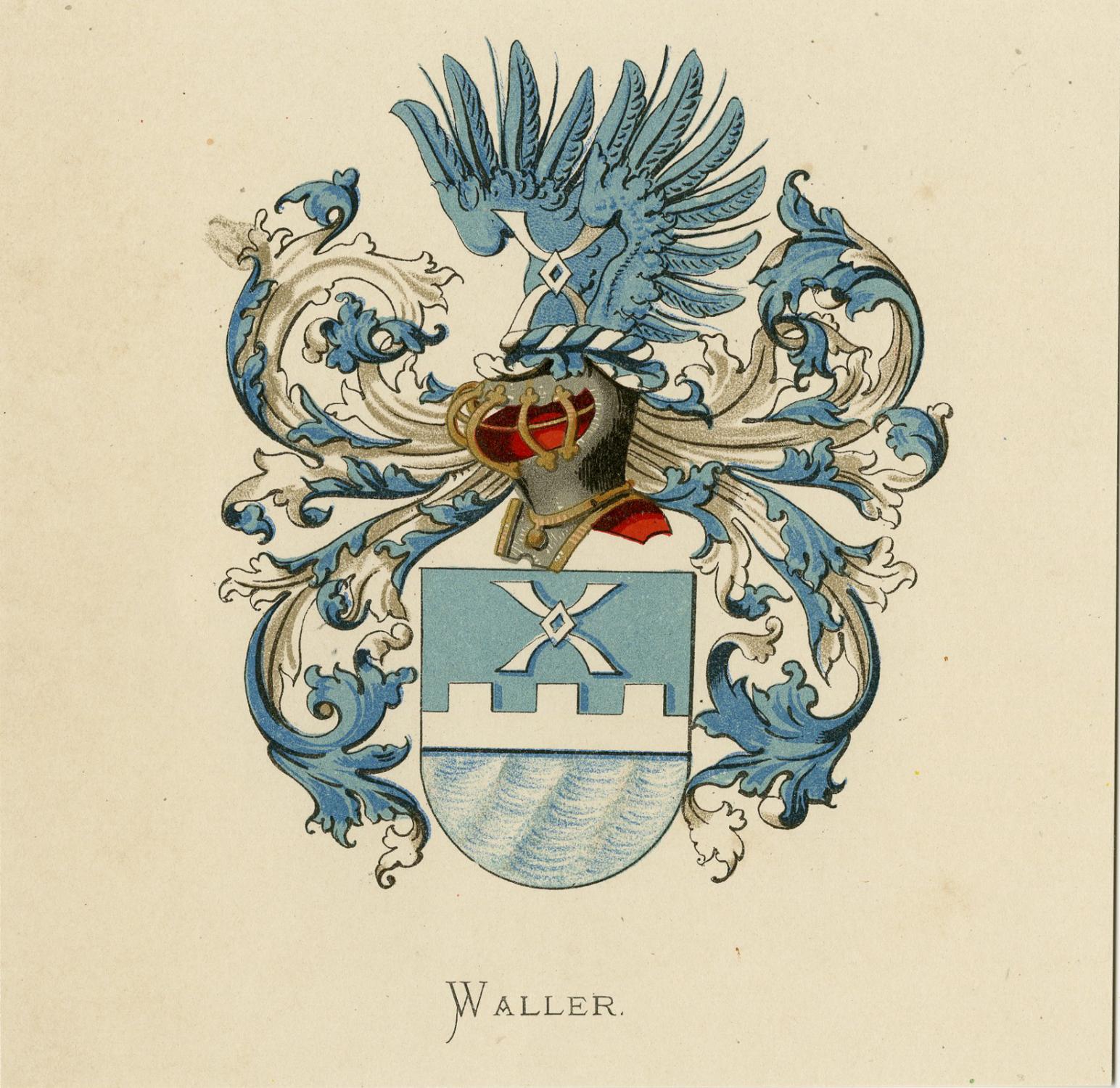 Antique Print-WALLER-COAT OF ARMS-FAMILY CREST-WENNING after VORSTERMAN ...