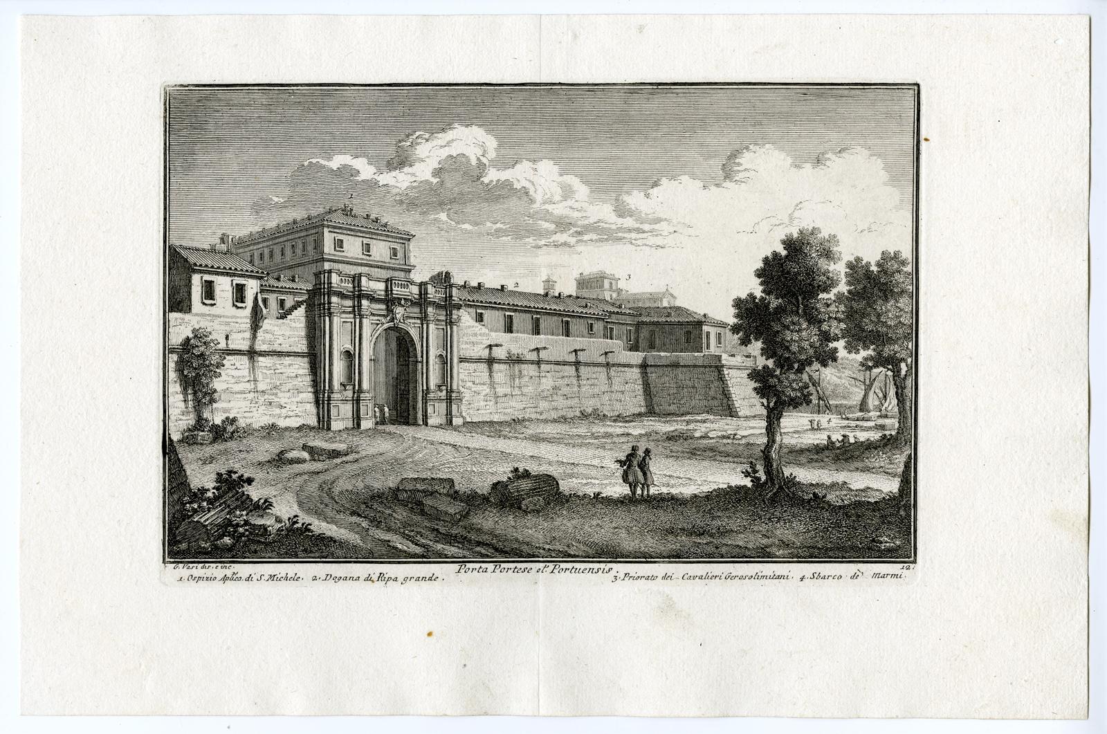 Giuseppi VASI Porta Portese ot. Portuensis: (1644) Map | Pictura Prints ...