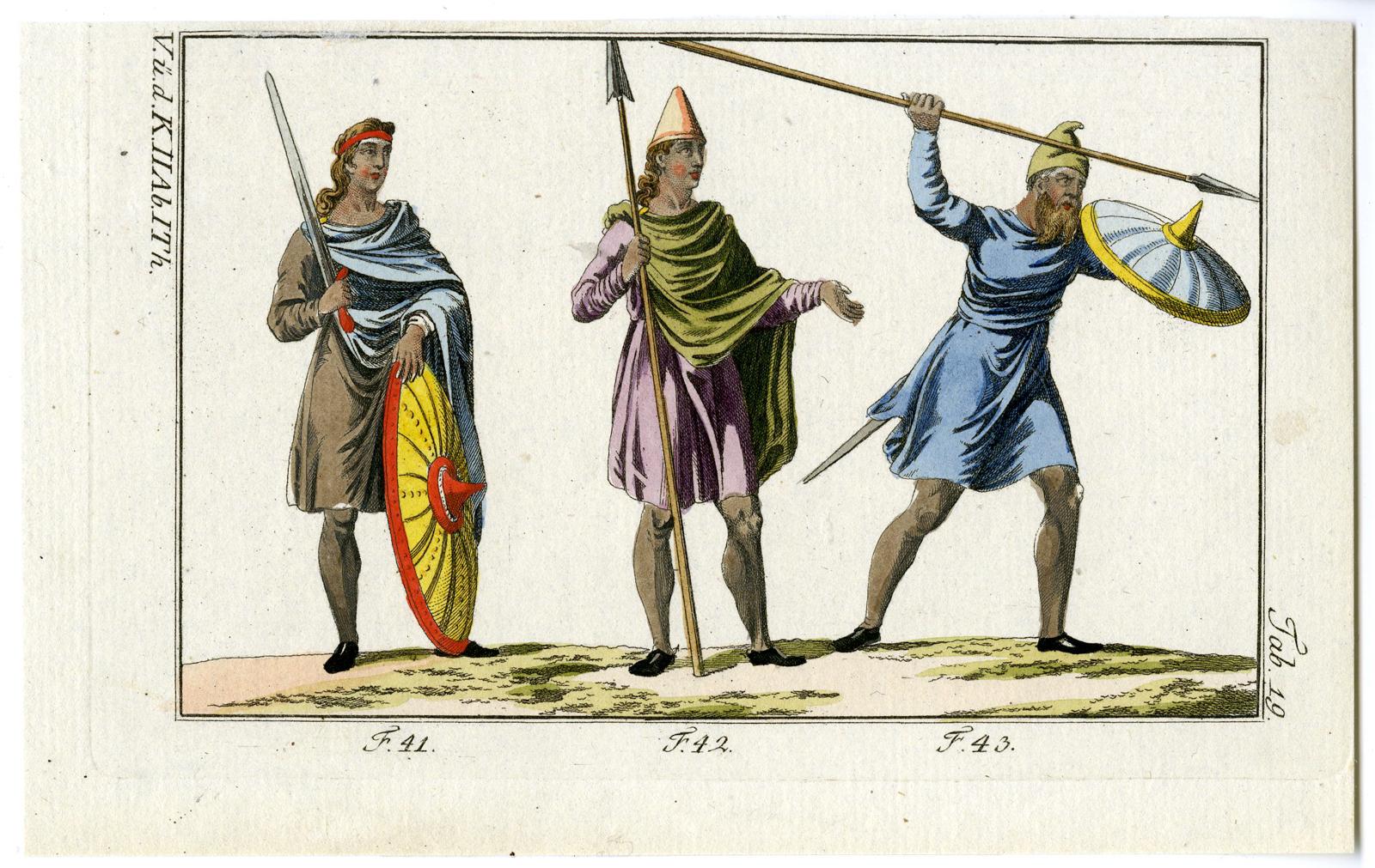 ANGLO SAXON-OFFICER-CAVALIER-FOOT SOLDIER-PL.19 After FERRARIO, 1823 ...