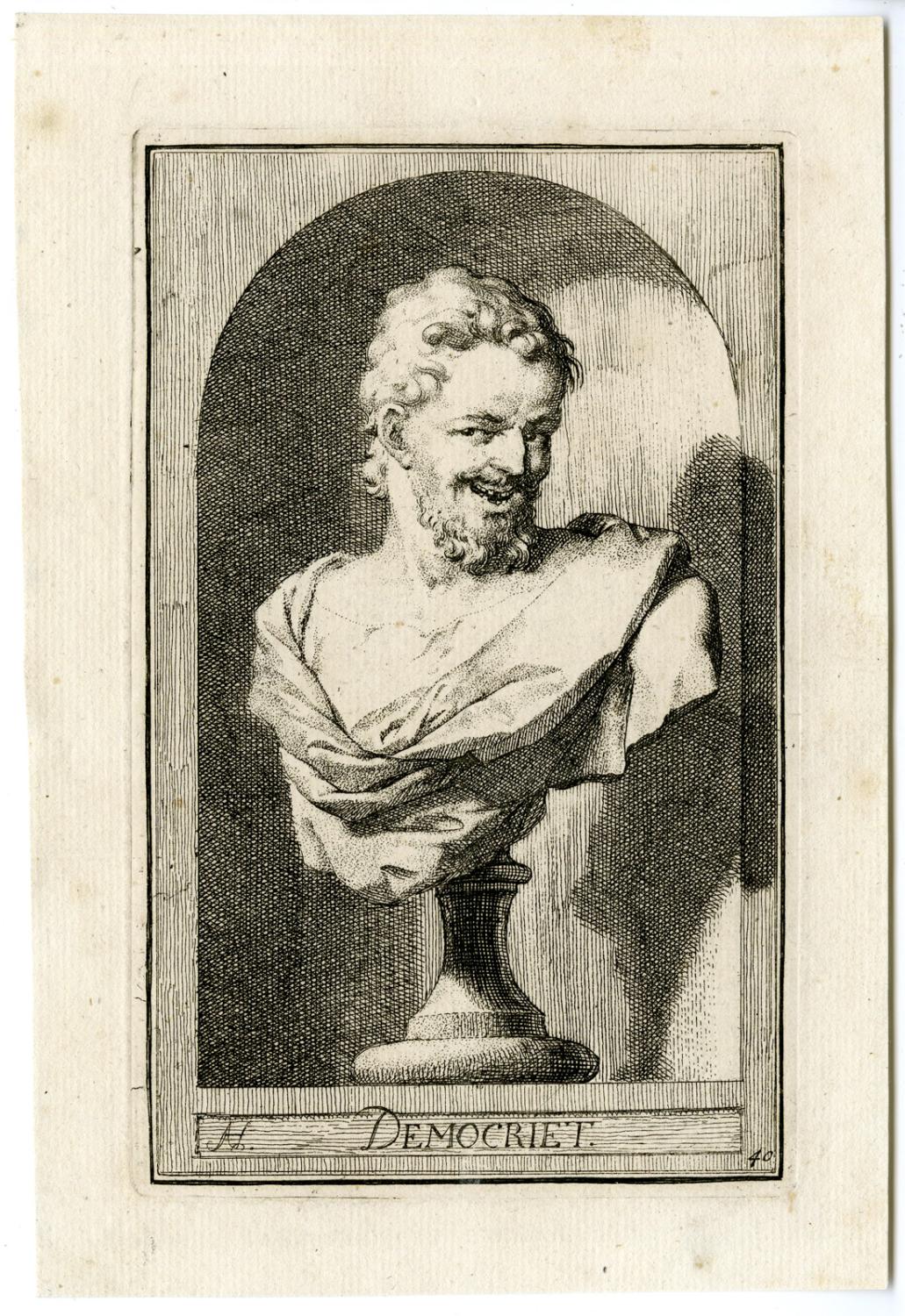 Antique Print-DEMOCRITUS-GREEK PHILOSOPHER-BUST-PORTRAIT-HOUBRAKEN ...