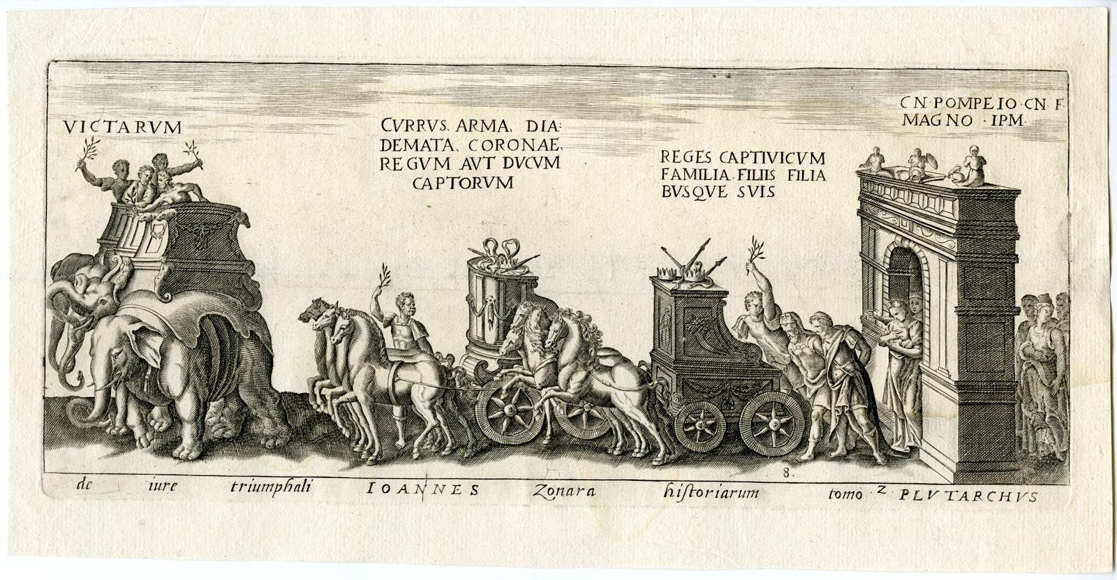TRIUMPHAL PROCESSION-ROME-ELEPHANT-CHARIOT-HORSE After DE ROSSI, c ...