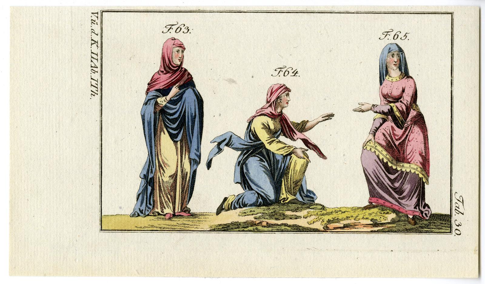 ANGLO SAXON-WOMAN-MANTLE-VEIL-COSTUME-PL.30 After FERRARIO, 1823: (1823 ...