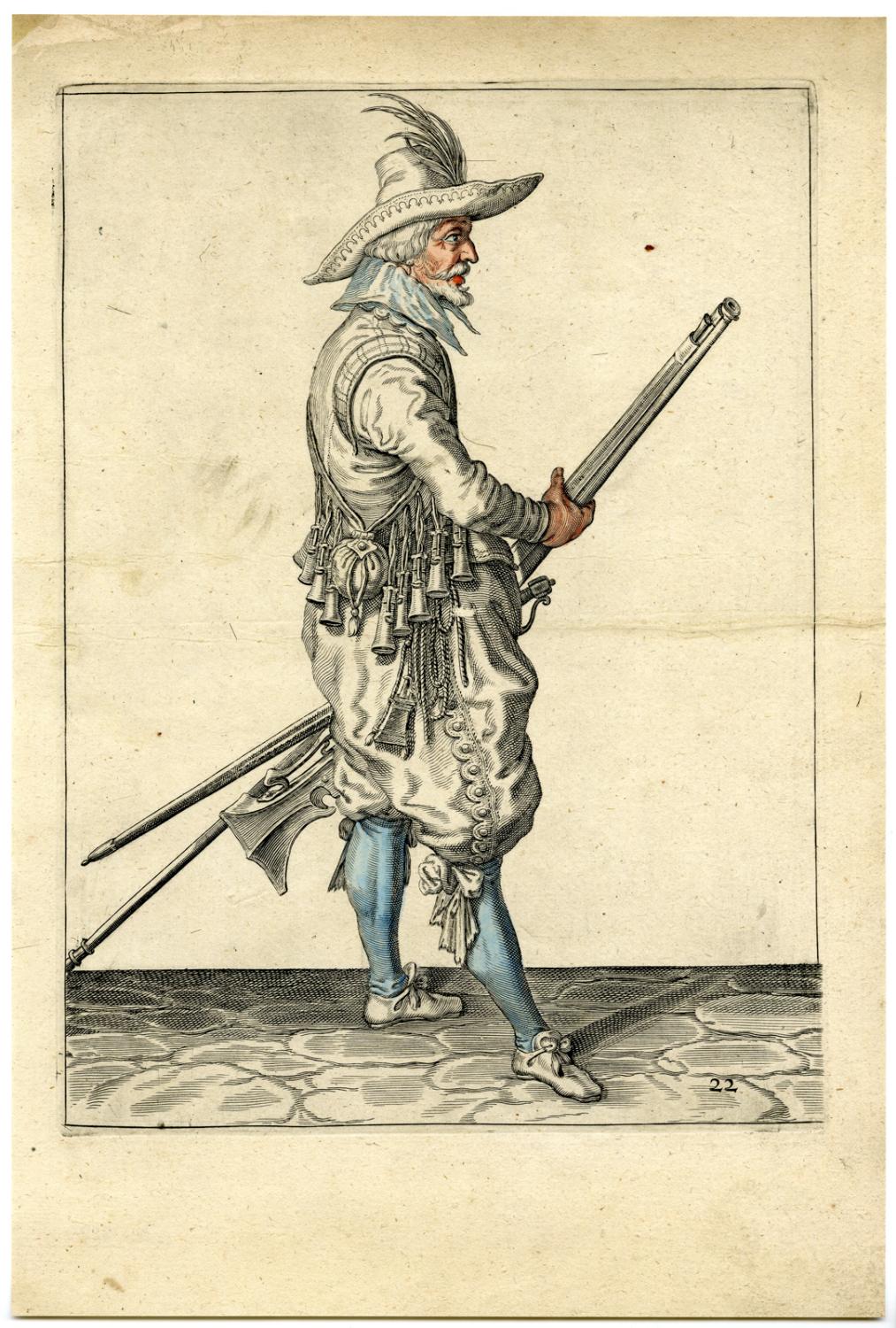 Antique Print-MILITARY-MUSKETEER-MUSKET-GUN-RIFFLE-PL.22-DE GHEYN after ...