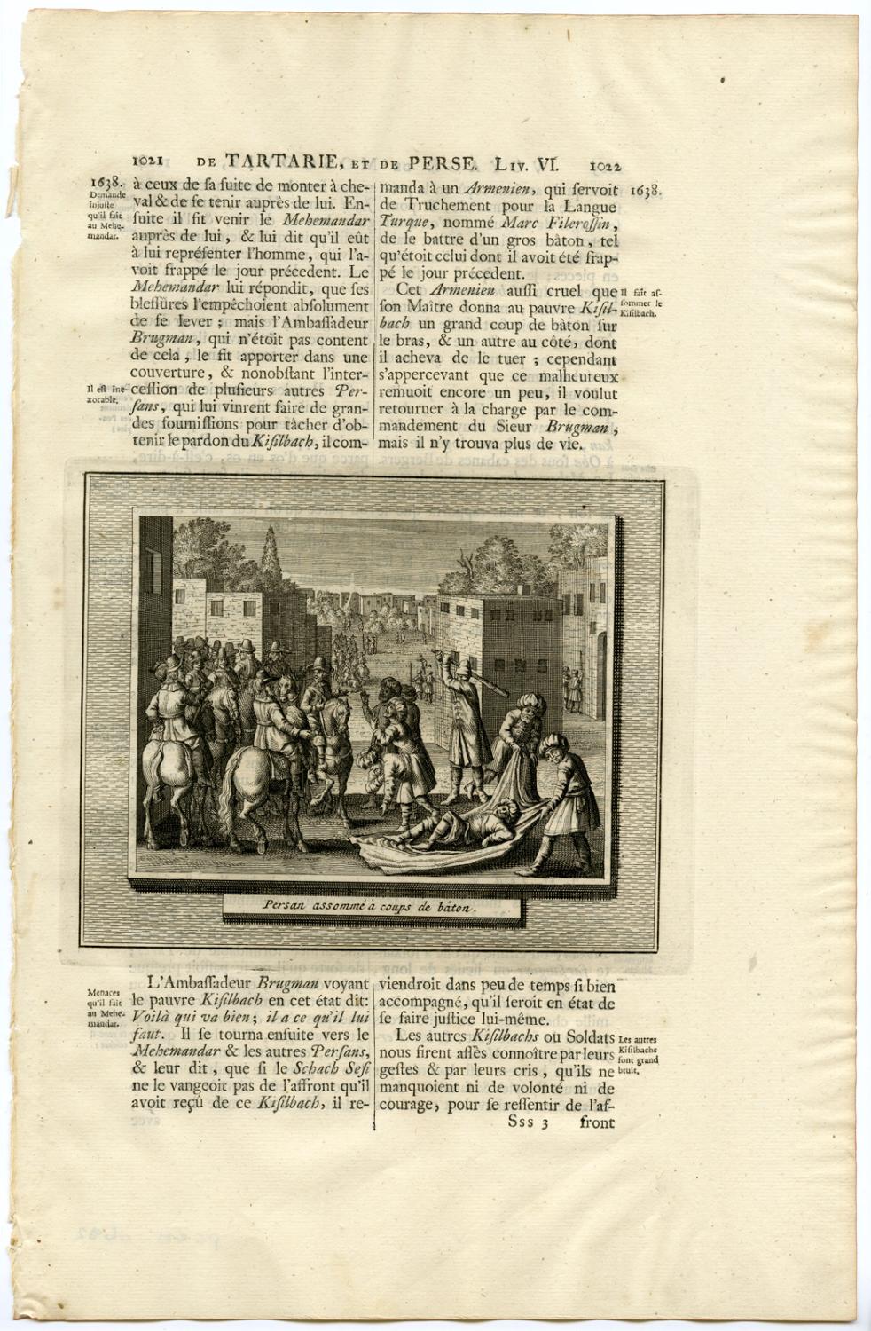 PERSIA-IRAN-PUNISHMENT-STICK-BEATING After OLEARIUS, 1719: (1719) Karte ...