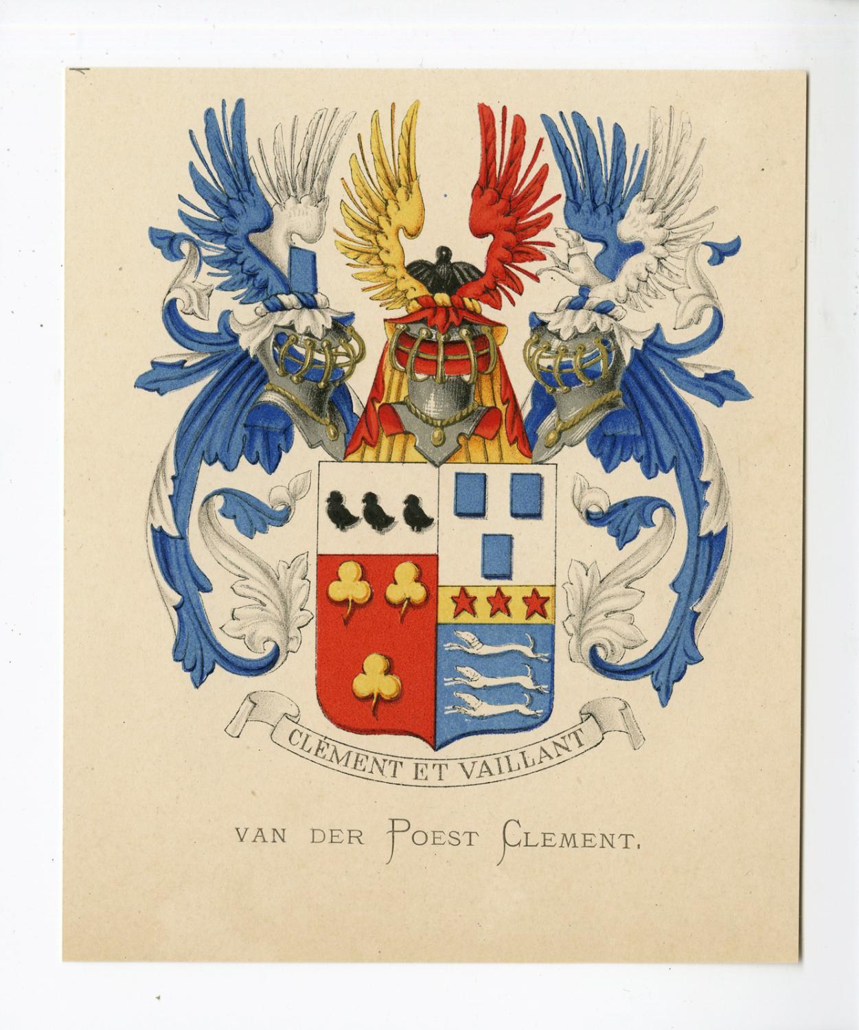 Antique Print-VAN DER POEST CLEMENT-COAT OF ARMS-FAMILY CREST-WENNING ...