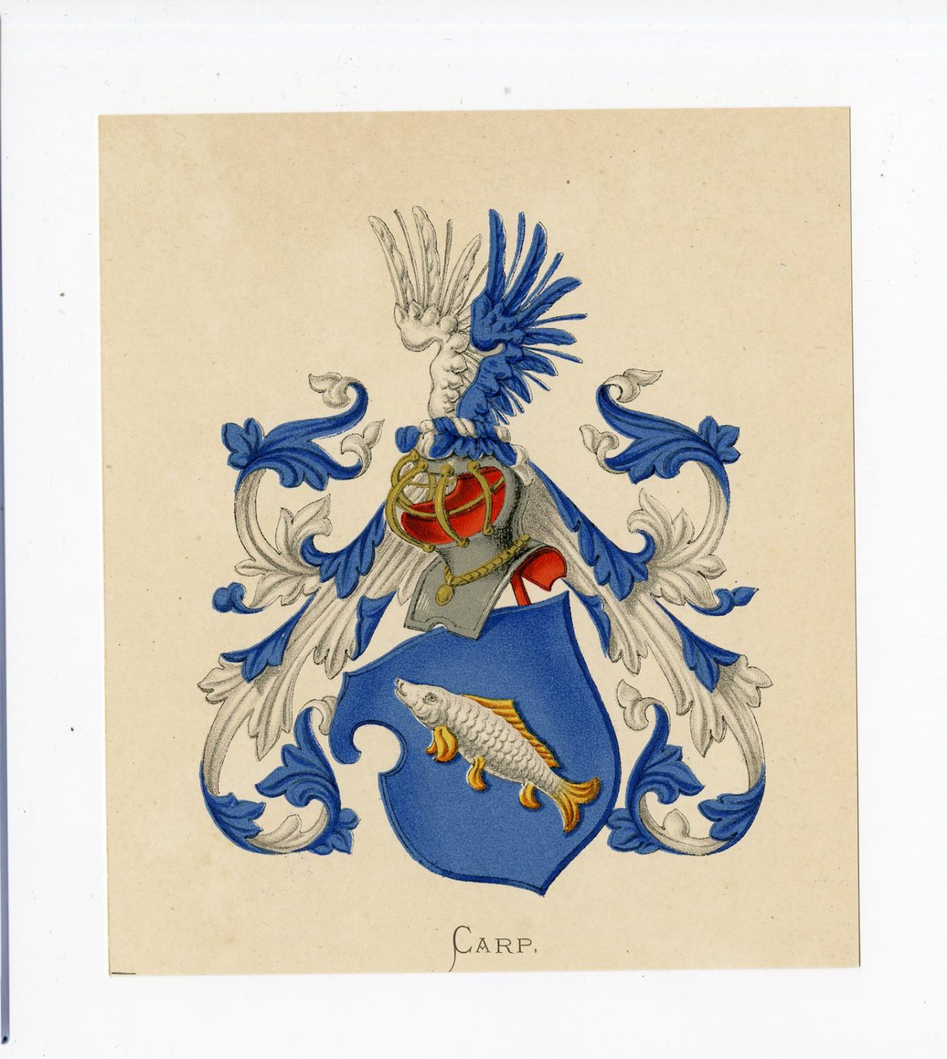 Antique Print-CARP-COAT OF ARMS-FAMILY CREST-WENNING after VORSTERMAN ...