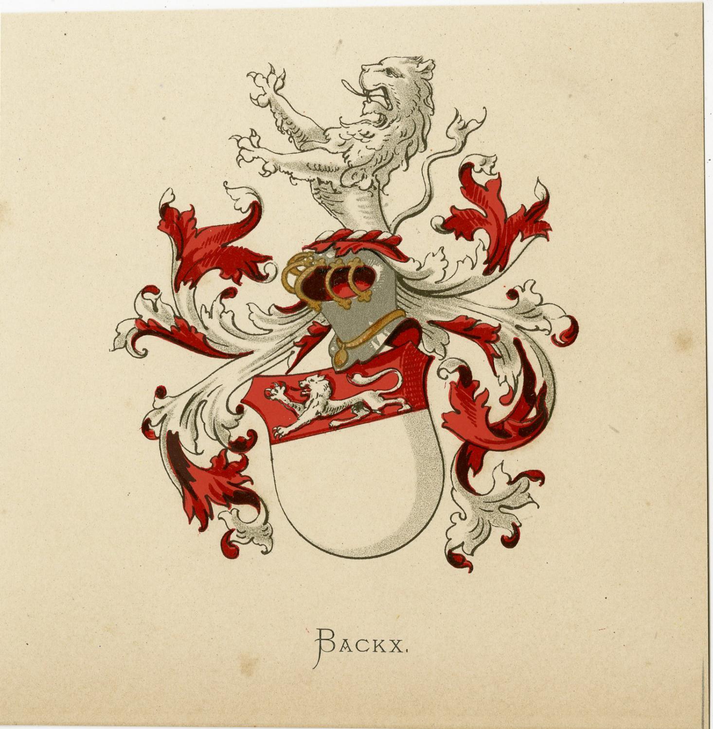 Antique Print-BACKX -COAT OF ARMS-FAMILY CREST-WENNING after VORSTERMAN ...