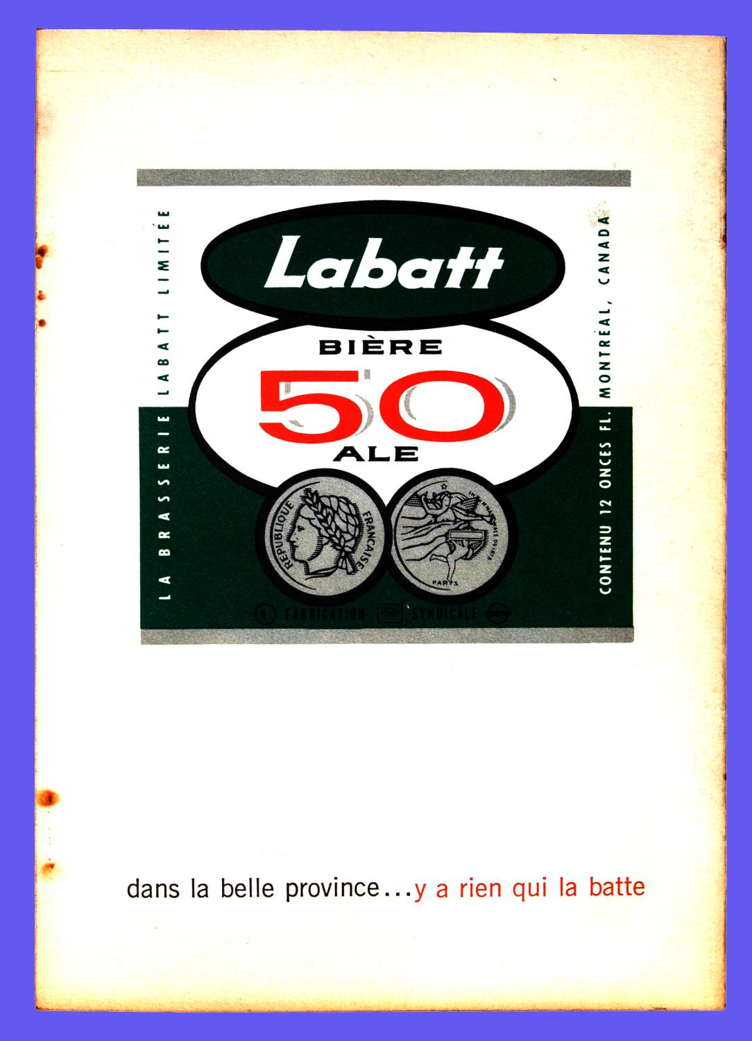 Les chansons de Monsieur 50 ( Labatt Bière 50 Ale Beer ): New Soft ...
