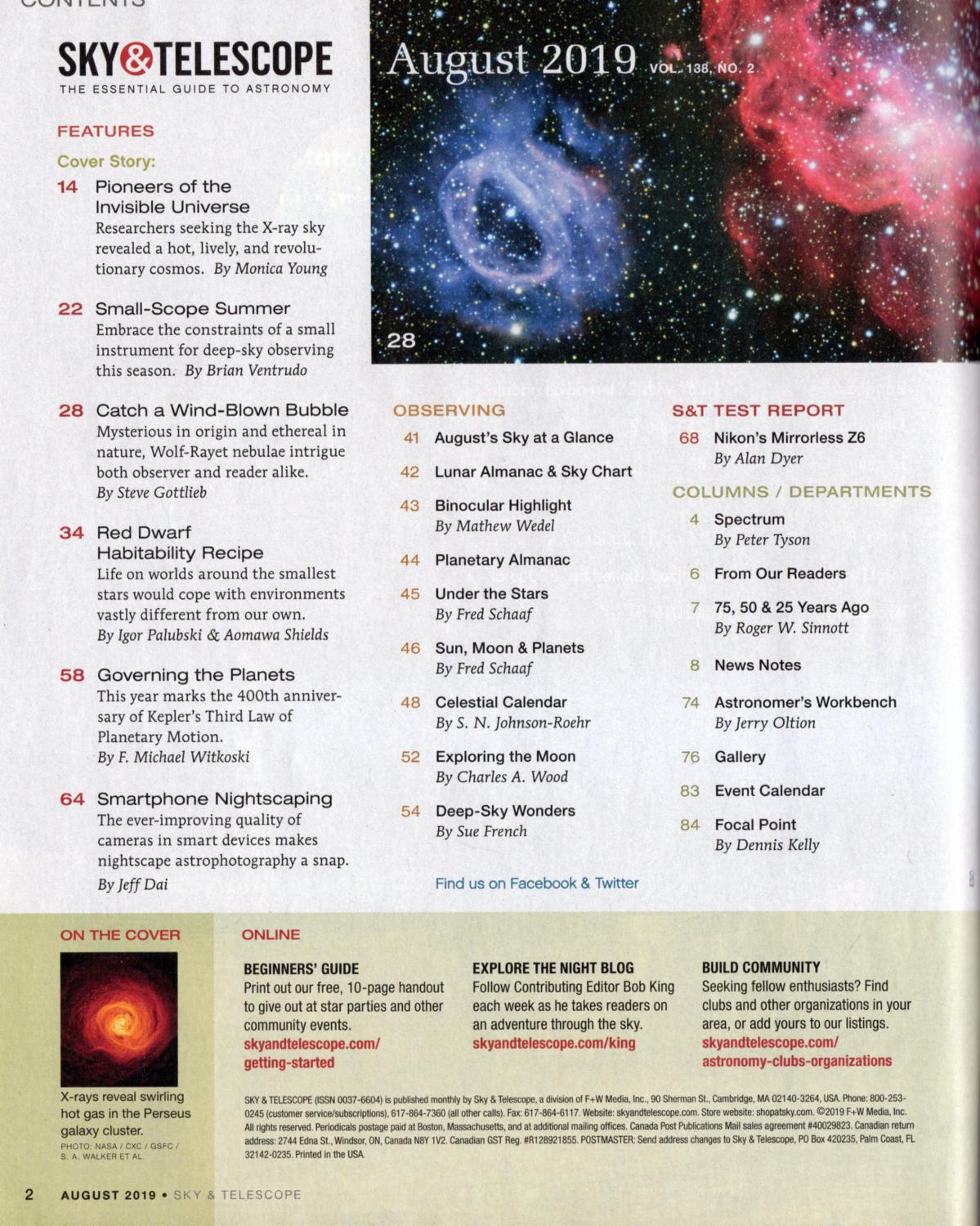 Sky & Telescope - August 2019. X-Ray Universe; Red Dwarf Habitability ...