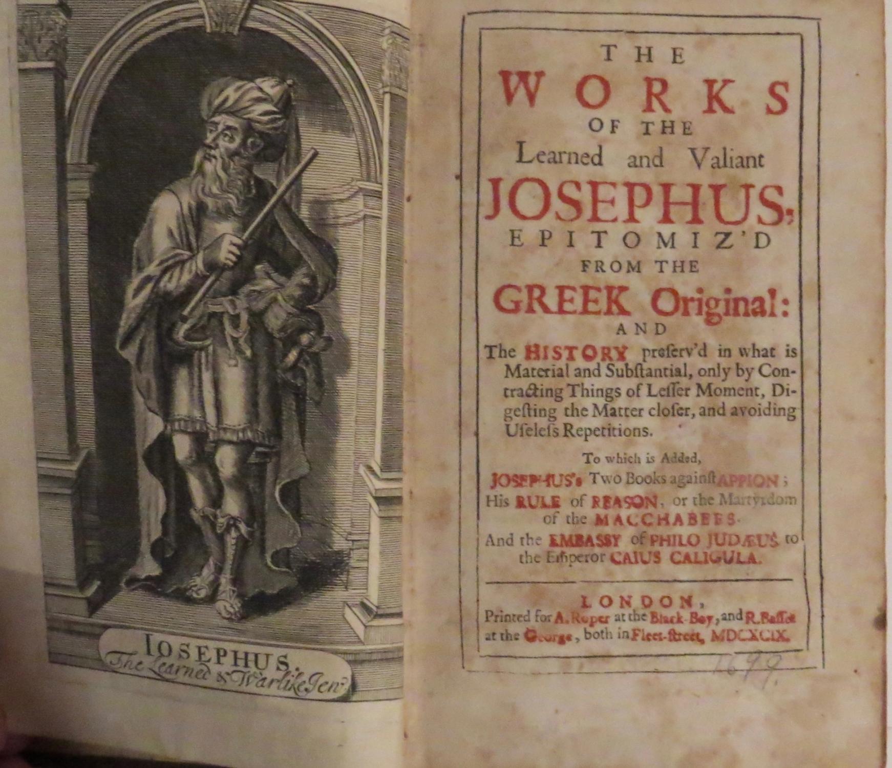 The Works of the Learned and Valiant Josephus by Josephus: Good ...