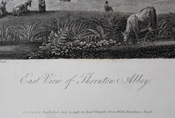 Original Antique Engraving Illustrating a Print of Thornton Abbey (East ...