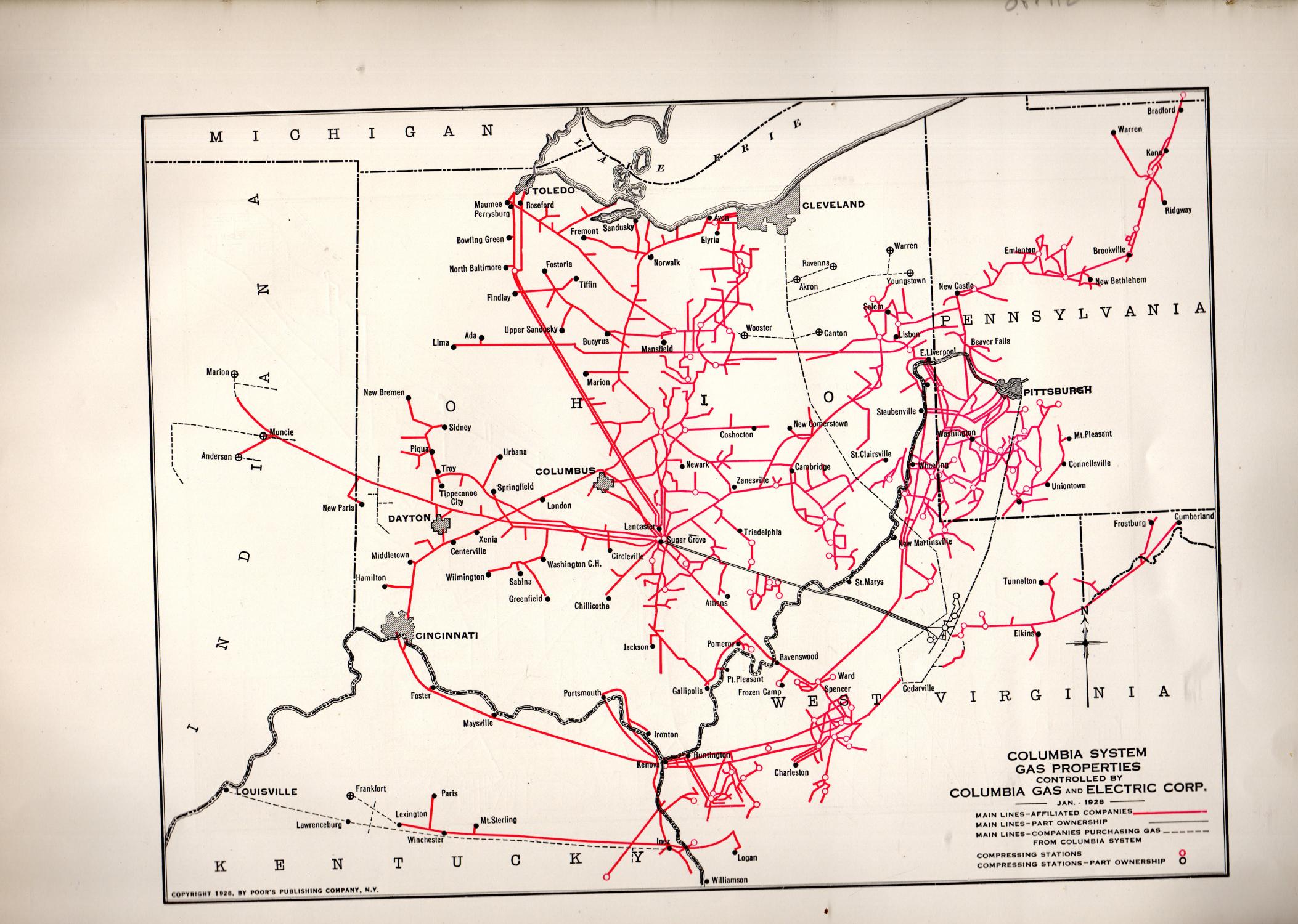 MAP: "Gas Properties Controlled By Columbia Gas and Electric Corp ...