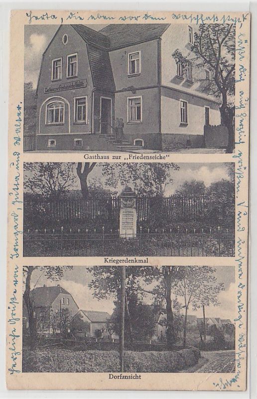 63851 Ak Haubitz Bei Borna Gasthaus Zur Friedenseiche 1929 Von