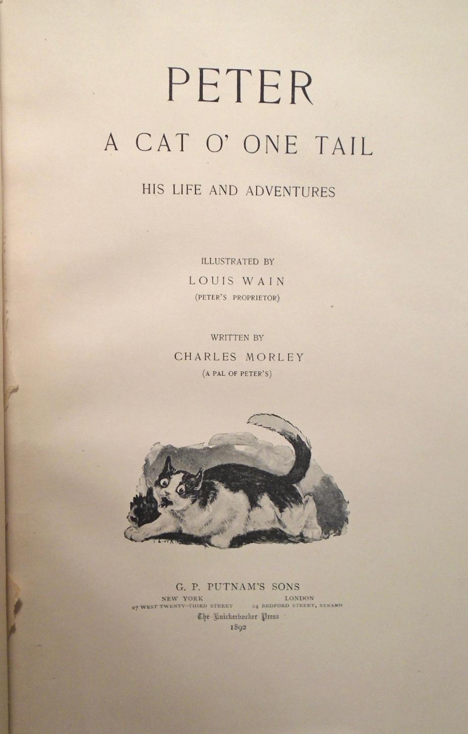 Peter a Cat O' One Tail His Life and Adventures by MORLEY, Charles ...