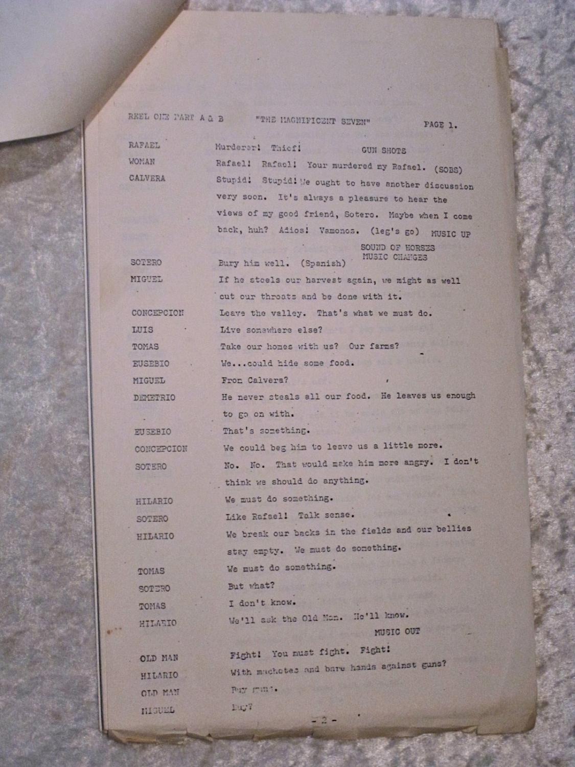 THE MAGNIFICENT SEVEN Original 1960 DIALOGUE CONTINUITY SCREENPLAY ...