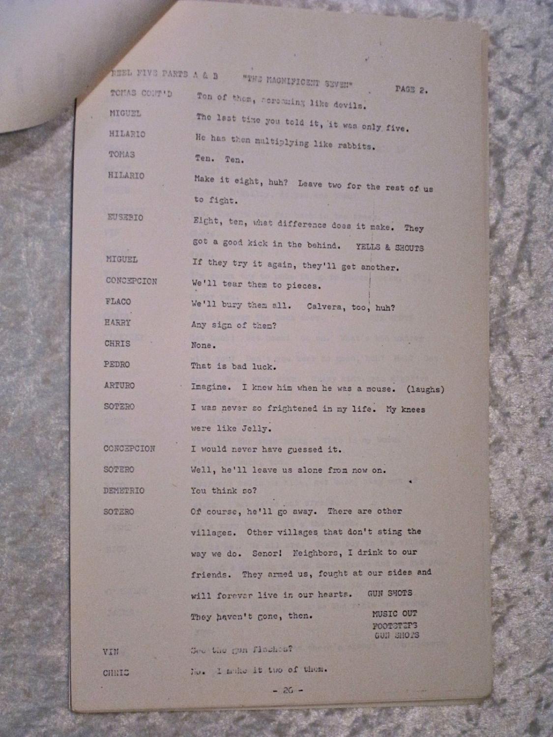 THE MAGNIFICENT SEVEN Original 1960 DIALOGUE CONTINUITY SCREENPLAY ...